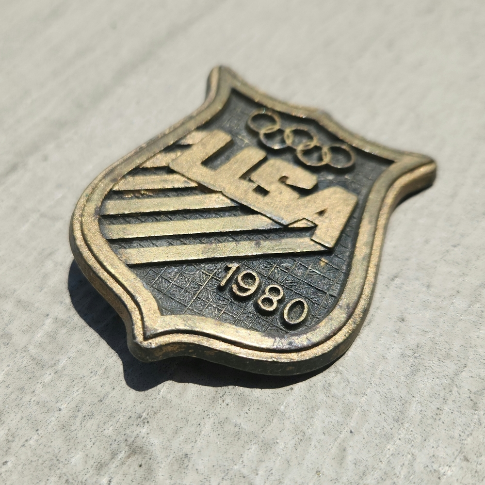 Vintage 1980 Olympics Team Usa Lake Placid Brass Belt… - Gem